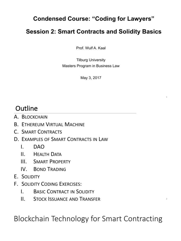 Lecture 2 Smart Contracts and Solidity Basics1 | PDF | Sales | Bonds (Finance)