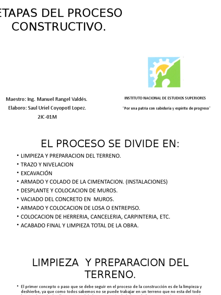 Etapas Del Proceso Constructivo | PDF | Fundación (Ingeniería) | Naturaleza