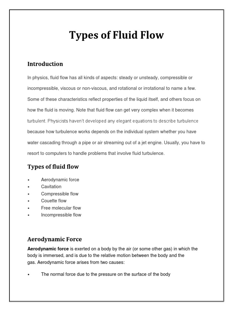 Types of Fluid Flow | PDF | Fluid Dynamics | Laminar Flow