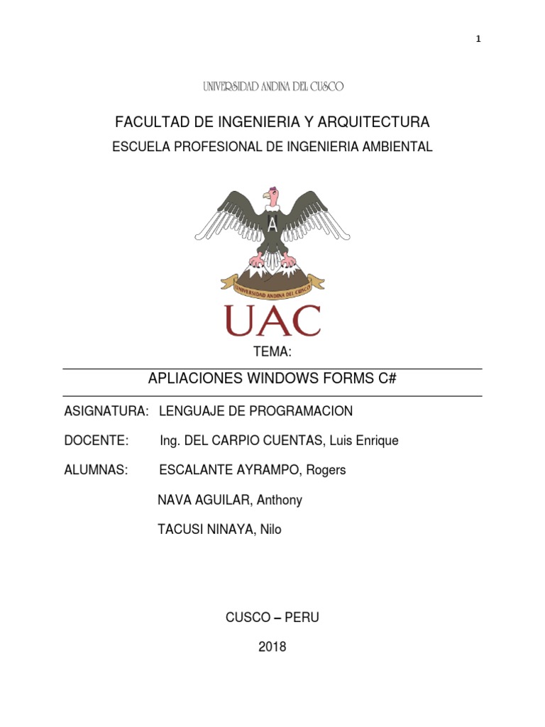 Windows Forms C# | PDF | Ventana (informática) | Microsoft Visual Studio