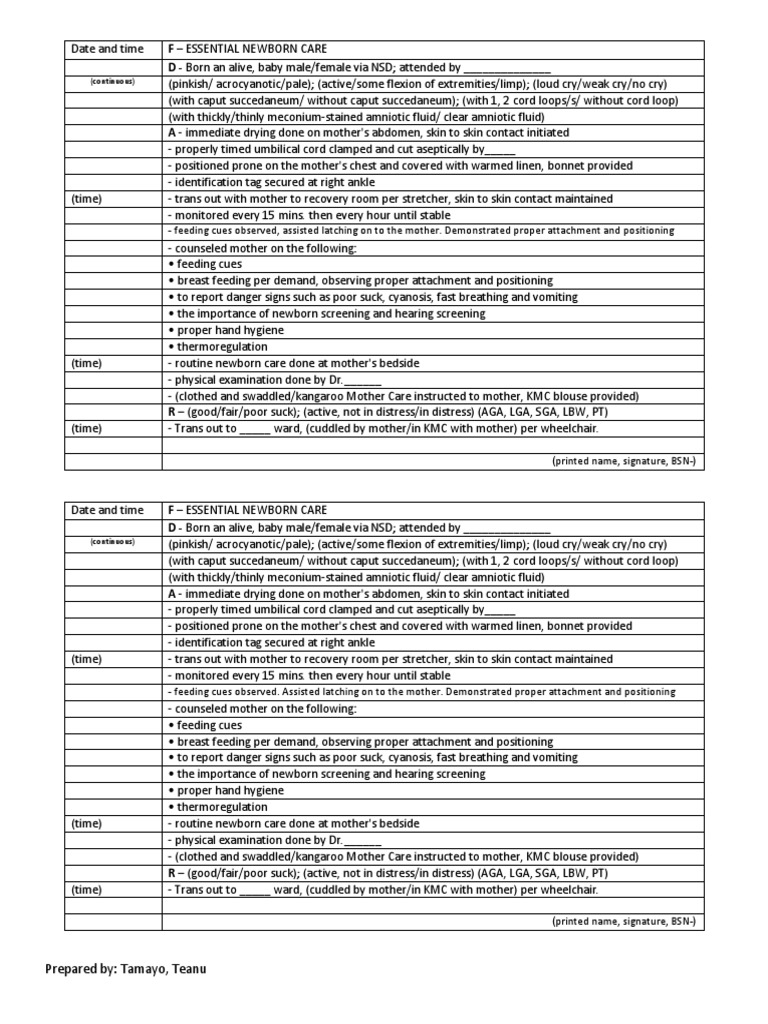 FDAR Charting for Newborn Care | PDF | Health Sciences | Medicine