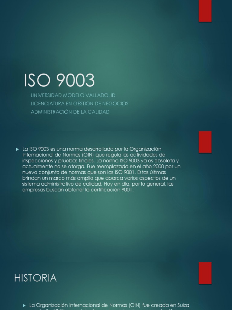 Iso 9003 | PDF | Organización internacional para la estandarización ...