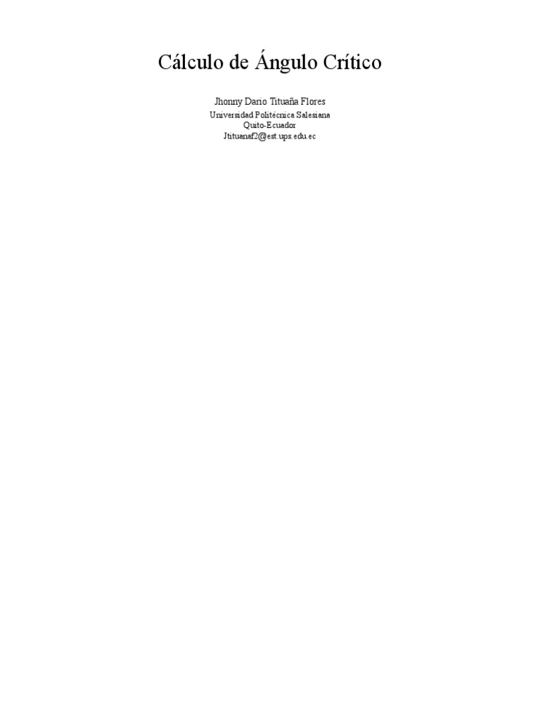 Angulo Critico | PDF | Energia electrica | Enseñanza de matemática