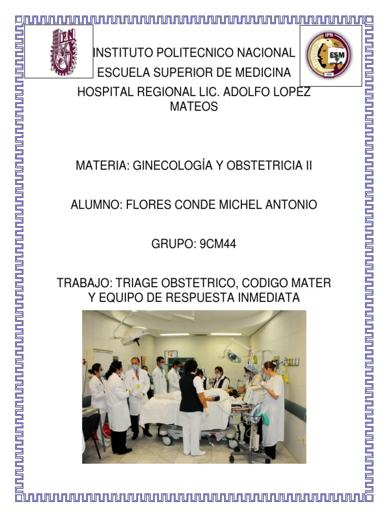 Triage Obstetrico, Codigo Mater y ERIO | PDF | Muerte materna | Salud ...