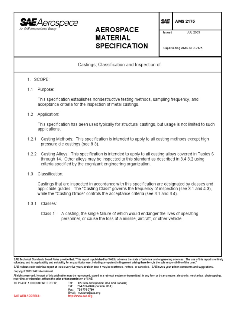 Ams 2175 Rev. | PDF | Casting (Metalworking) | Metals