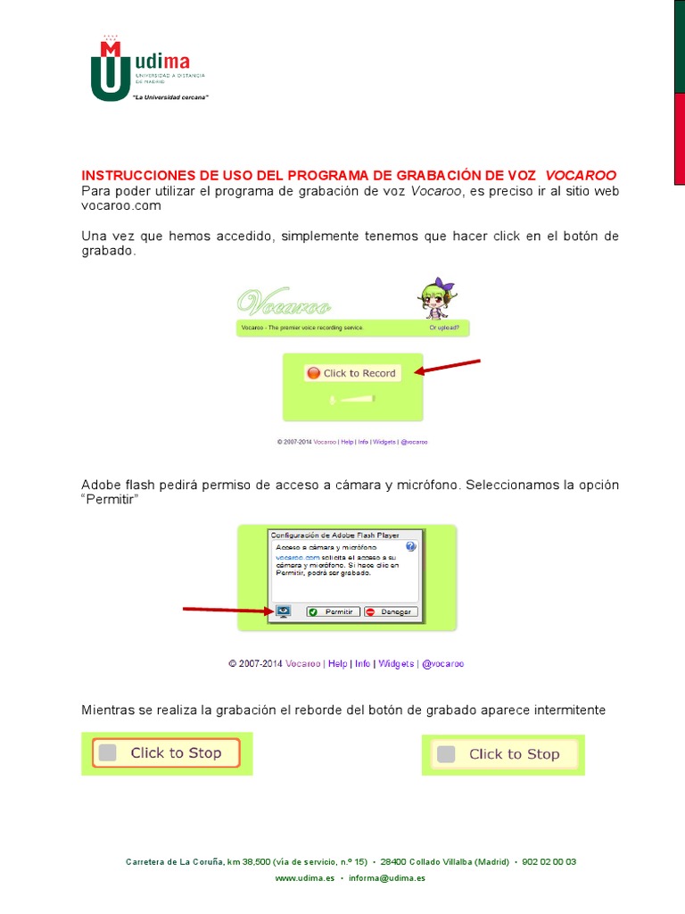 Instrucciones para usar Vocaroo | PDF | Tecnología