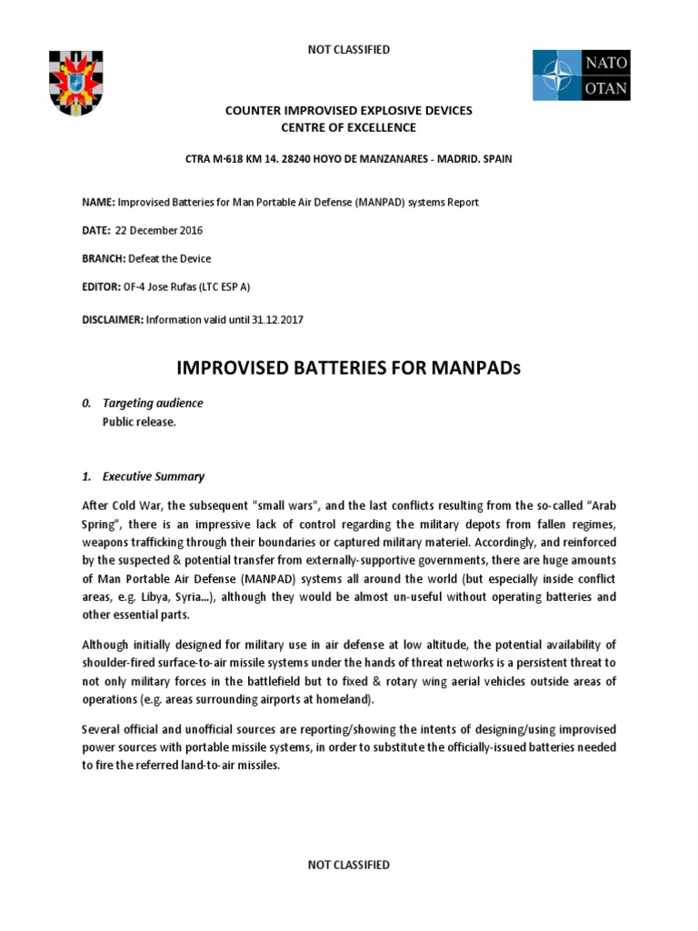 Improvised Batteries for MANPAD Systems | PDF | Nature