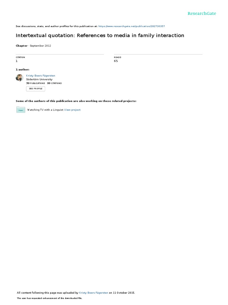 Inter Textual Quotation | PDF | Intertextuality | Mass Media