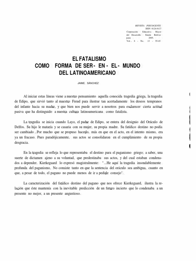 Fatalismo Latinoamericano | PDF | Existencia | Filosofía