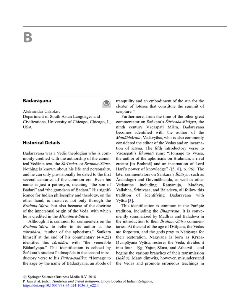 Badarayana Final PDF | PDF | Vedanta | Religious Faiths