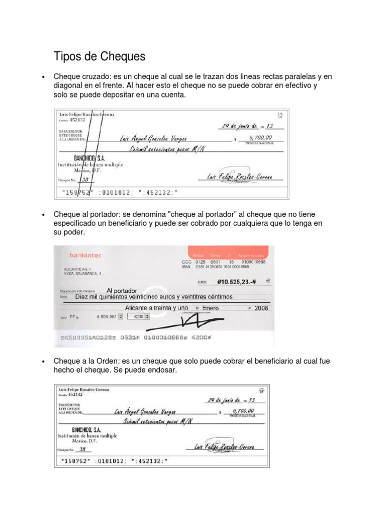 Tipos de Cheques | PDF