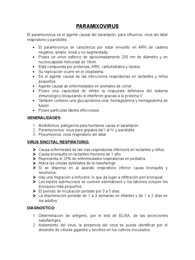 Paramixovirus | PDF | Sarampión | Virus