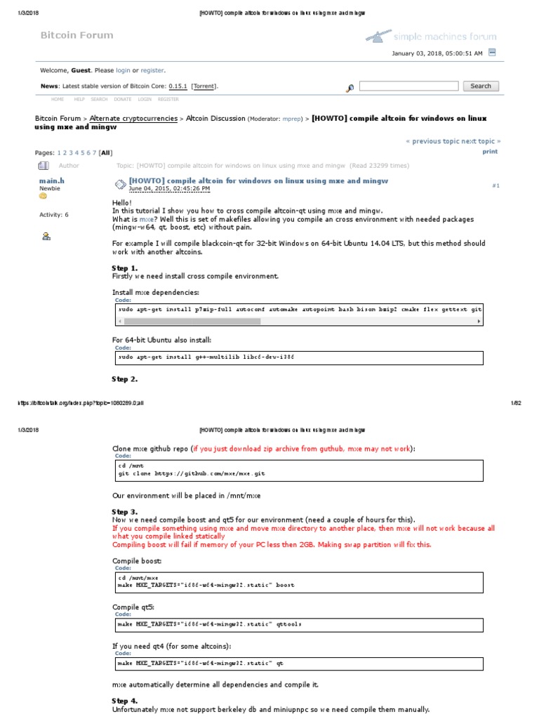 (HOWTO) Compile Altcoin For Windows On Linux Using Mxe and Mingw | PDF | Bitcoin | Linux
