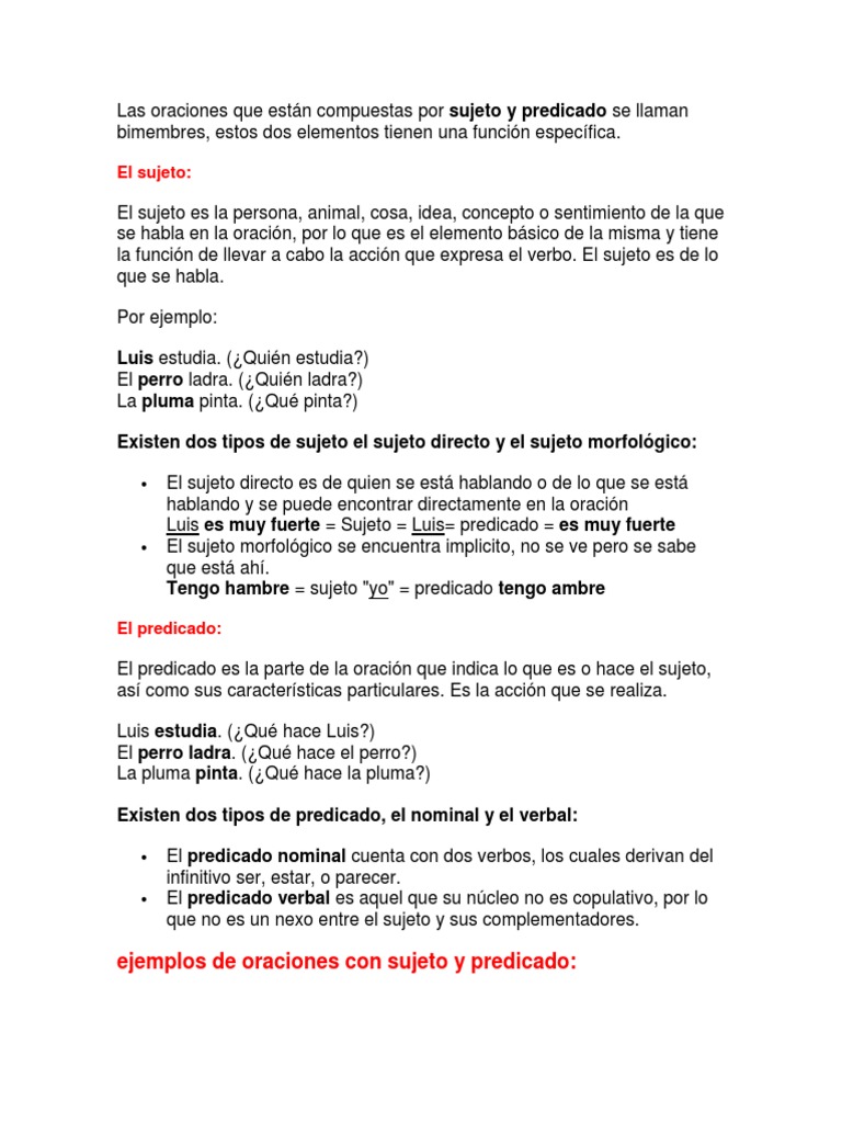 Sujeto y Predicado | PDF | Predicado (Gramática) | Asunto (gramática)