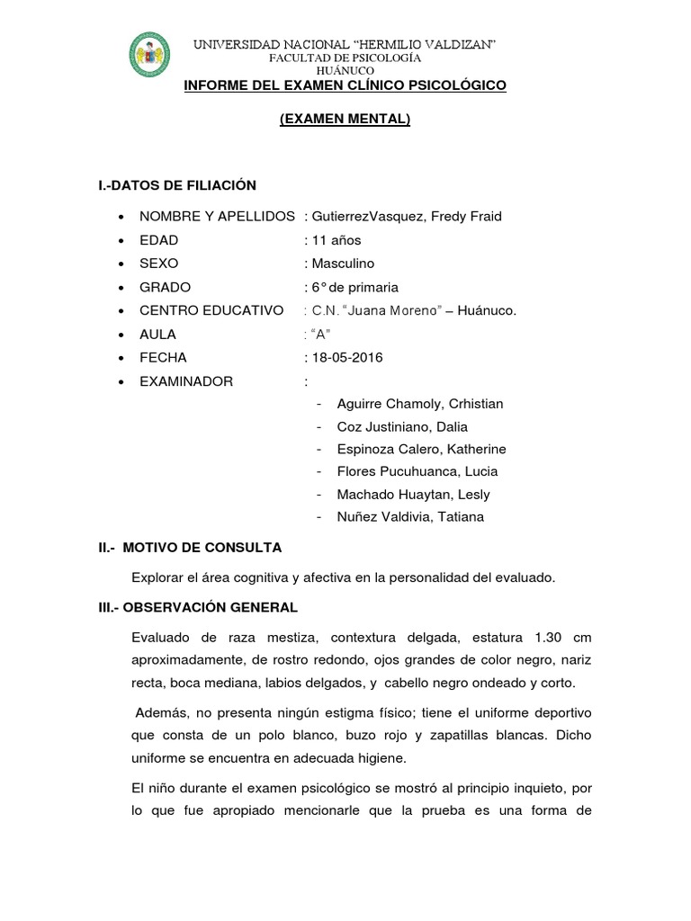Informe Final Proyectivas | PDF | Las emociones | Sicología Informe Final Proyectivas | PDF | Las emociones | Sicología