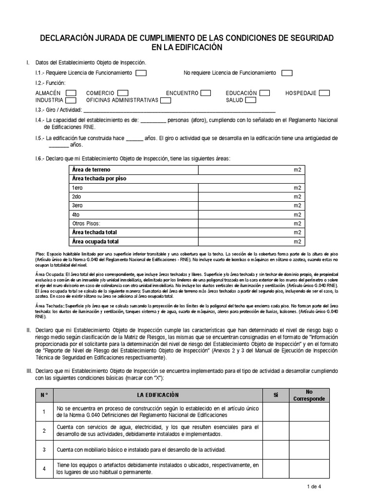 5054-29721-Anexo 3 Declaracion Jurada Itse Posterior PDF | PDF | Ingeniería de Edificación ...