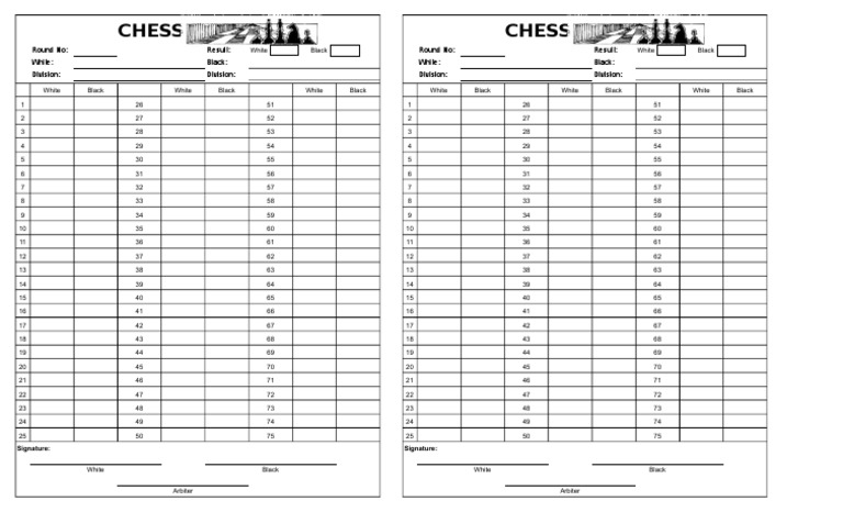 FIDE Chess Score Sheet Template | PDF | Traditional Games | Gaming