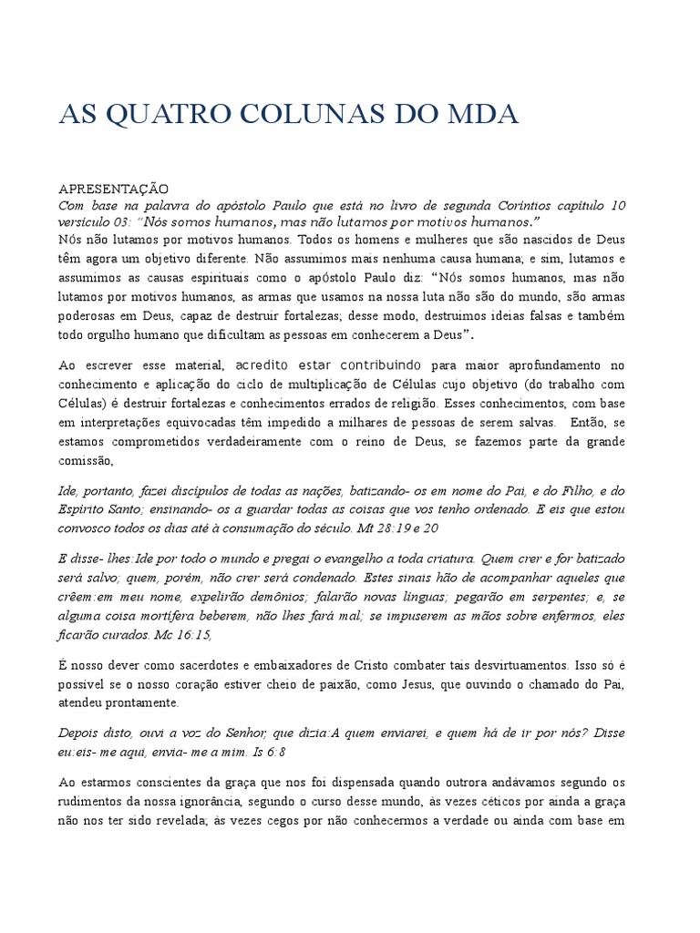 As 4 Colunas Do Mda II | PDF | Oração | Humano
