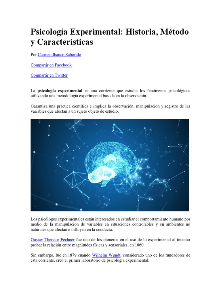 Definición y Método de Psicología Experimental | PDF | Psicología ...