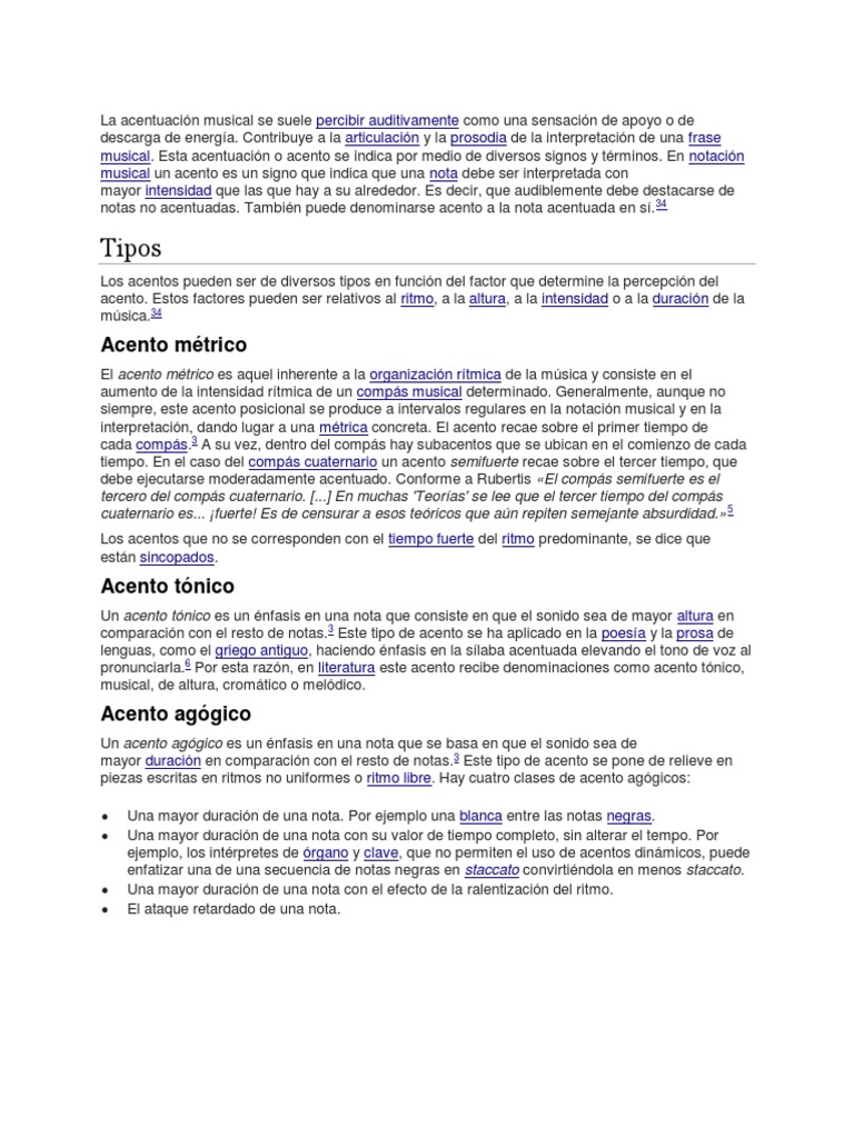 Tipos y ejemplos de acento musical | PDF | Música clásica | Notación ...