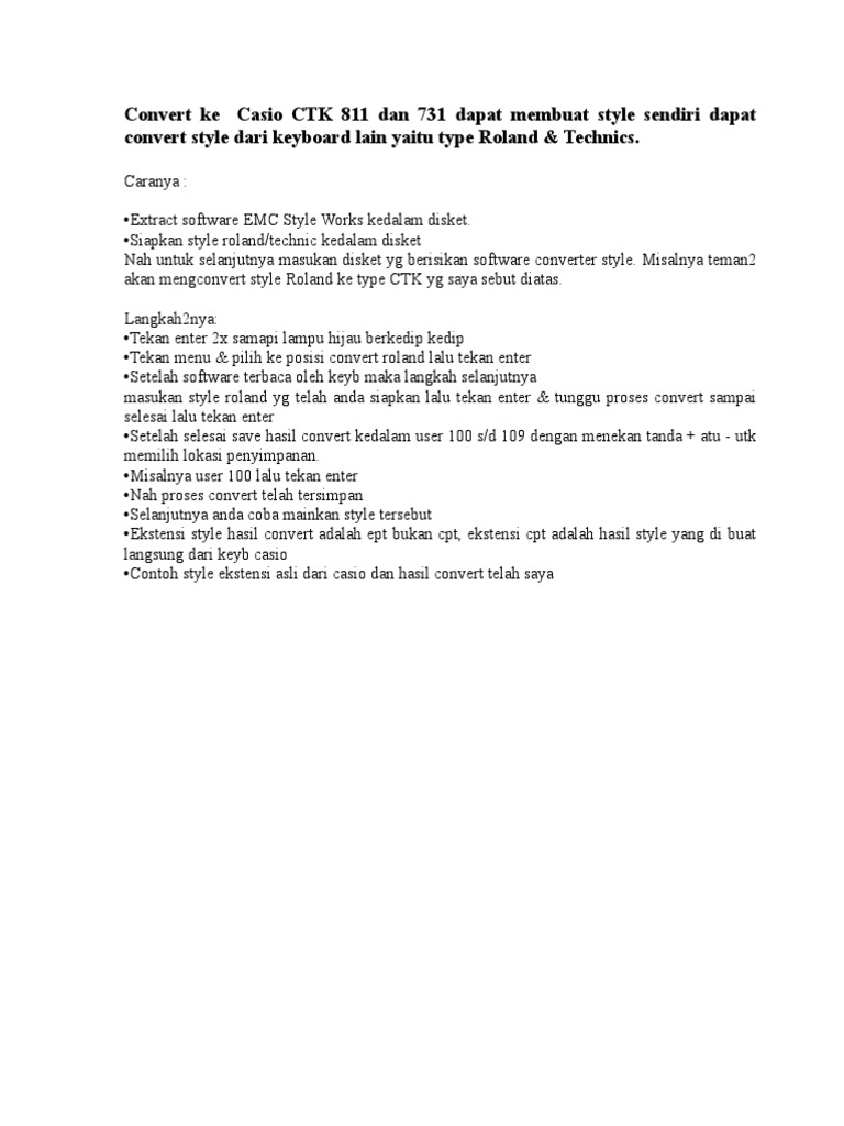 Style Casio CTK 811 Dan 731 Convert Style Dari Keyboard Roland ...