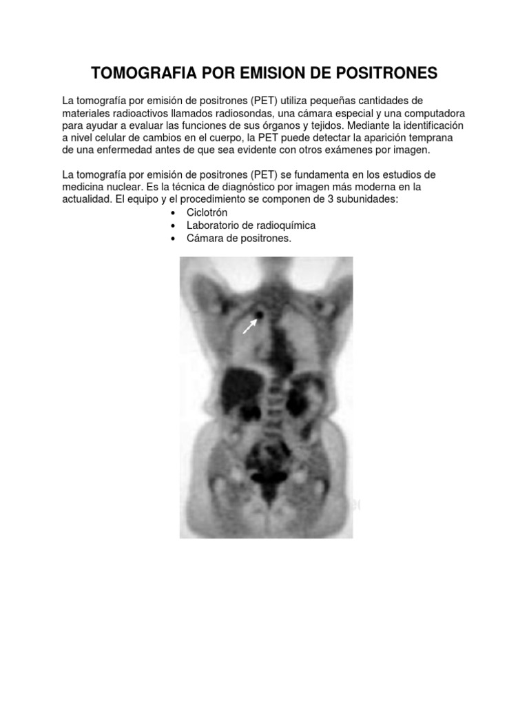 Tomografia Por Emision de Positrones | PDF | Tomografía de emisión de positrones | Naturaleza