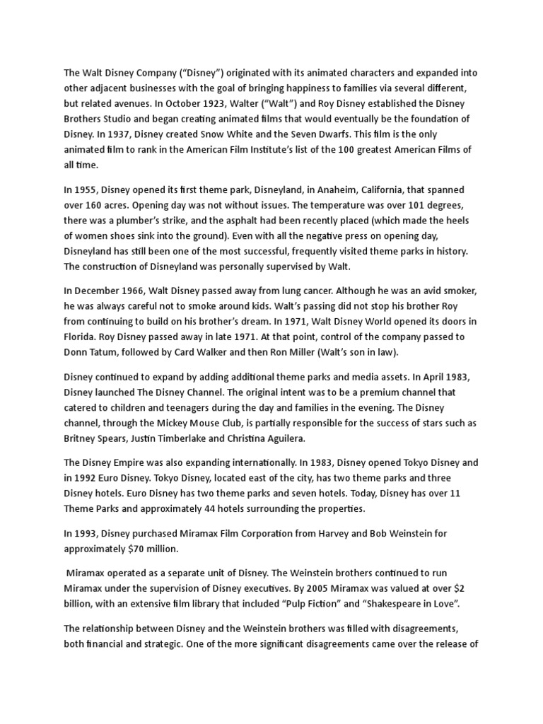 Management Assignment | PDF | The Walt Disney Company | Walt Disney