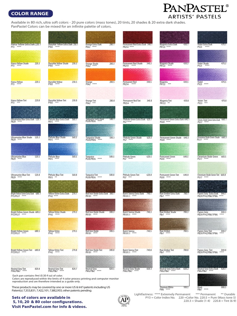 Pan Pastel Color Chart | PDF | Blue | Artistic Techniques