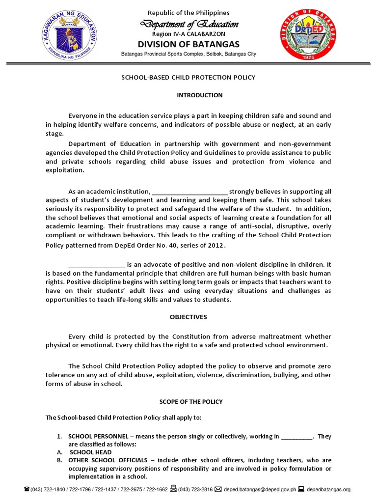 School Based CPP | PDF | Violence | Child Abuse