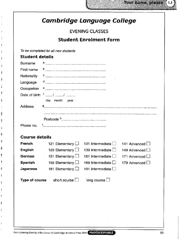 Listening Extra 1.1 | PDF