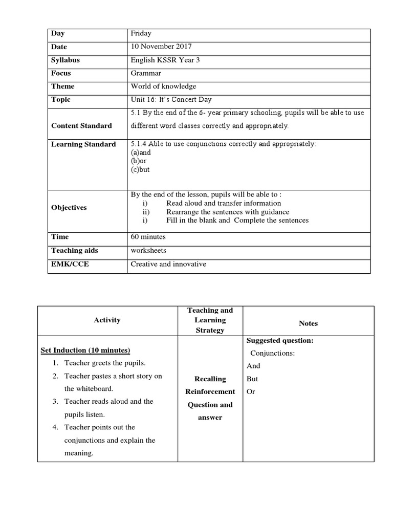 Lesson Plan - Copy 10 Nov 2017 | PDF | Lesson Plan | Teachers