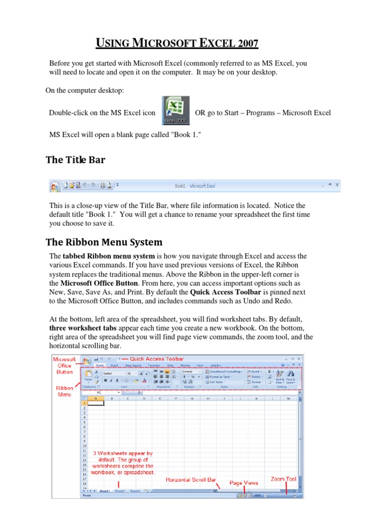 Sing Icrosoft XCEL 2007: Three Worksheet Tabs Appear Each Time You ...
