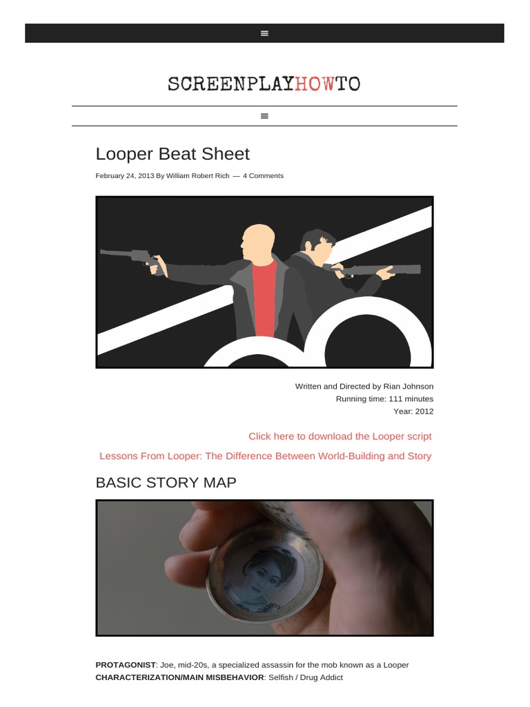 Looper Beat Sheet: Basic Story Map | PDF | Nature