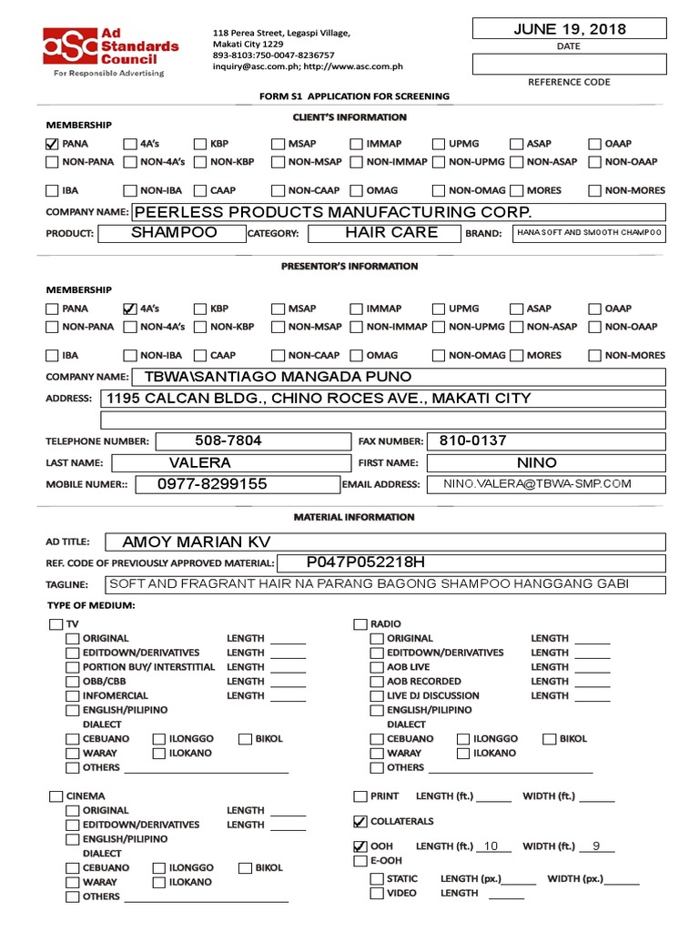 S1 Application Form | PDF | Advertising | Communication Design