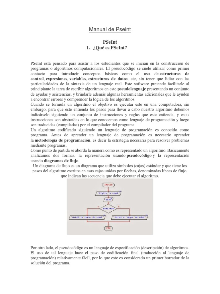 Manual de Pseint | PDF | Algoritmos | Lenguaje de programación