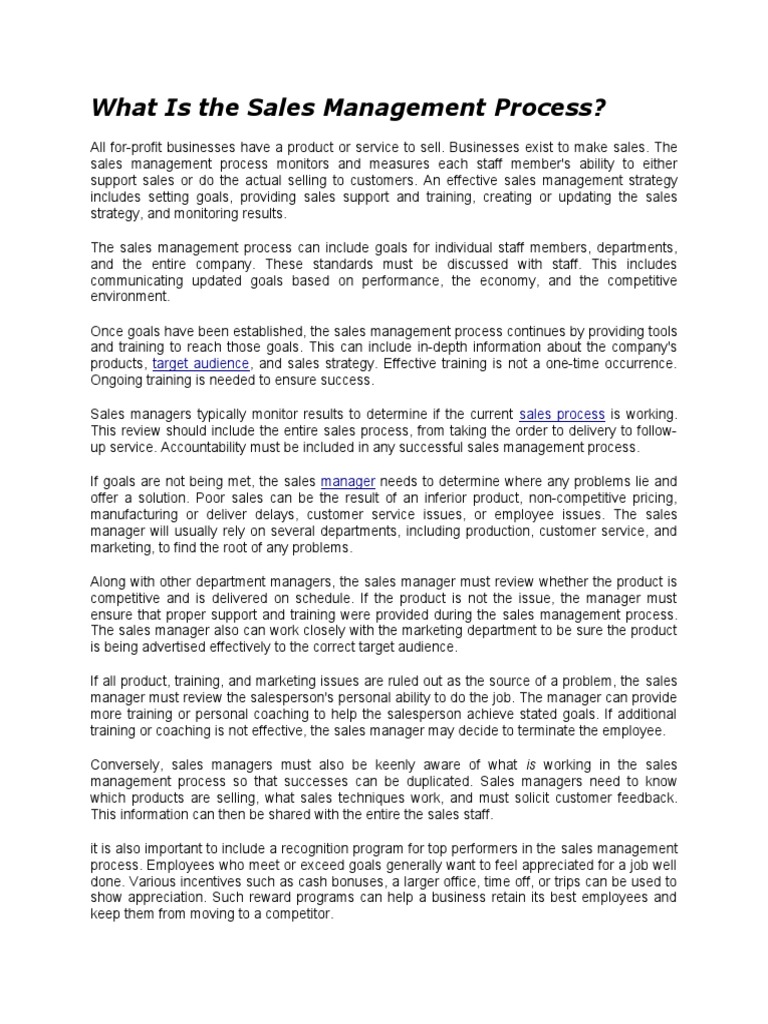 What Is The Sales Management Process | PDF | Sales | Marketing