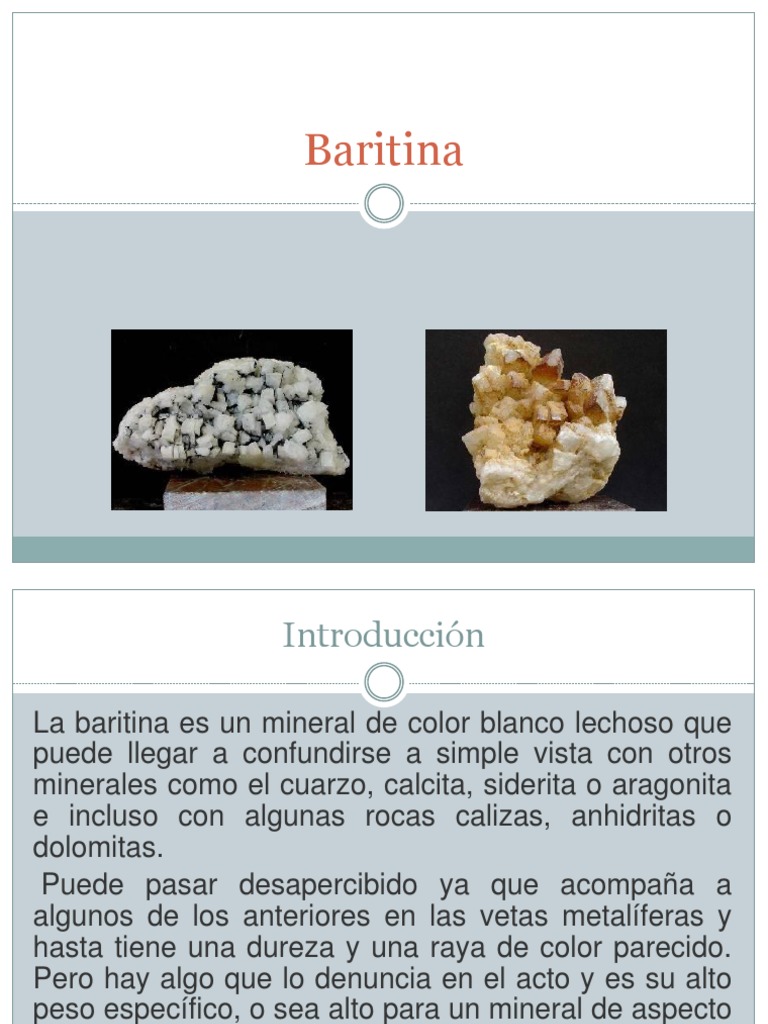 Propiedades y Usos de la Baritina | PDF | Minerales | Color