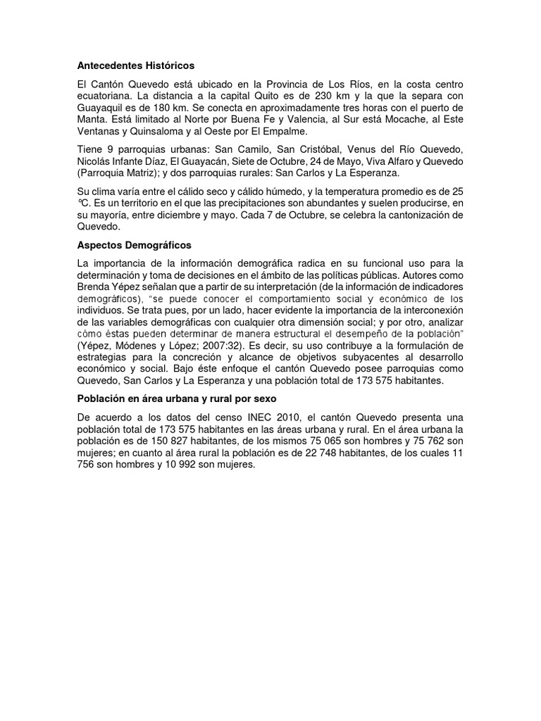 Parroquias y Clima del Cantón Quevedo | PDF | Naturaleza