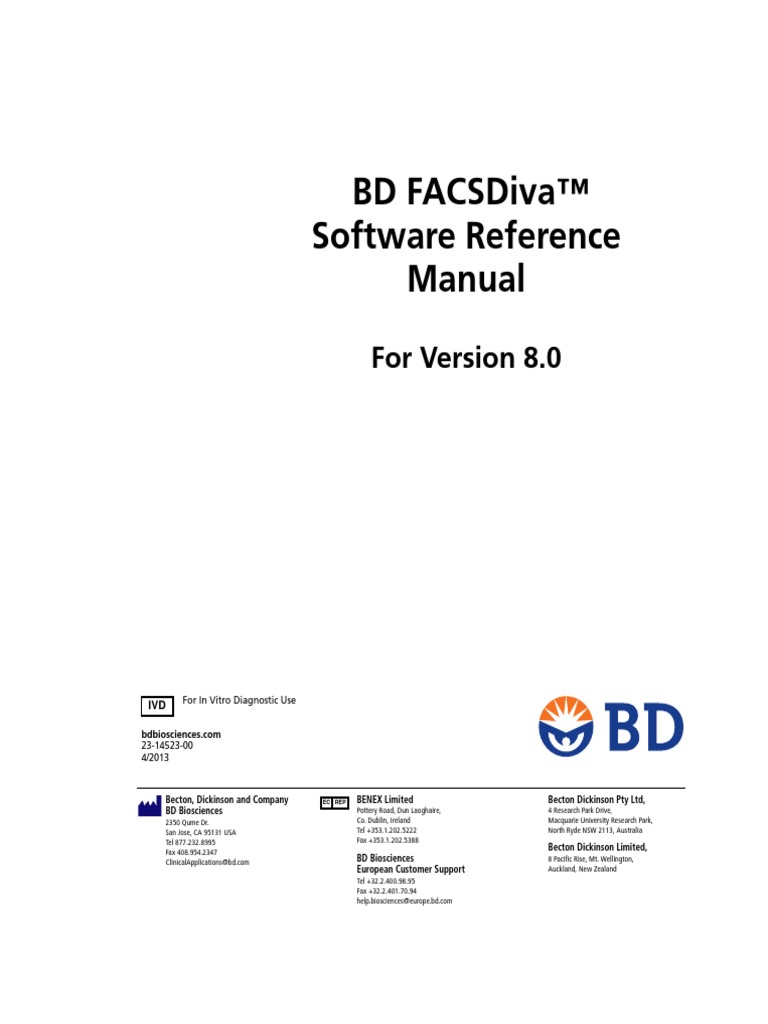 BD FACSDiva Software V 8.0 Manual | PDF | Menu (Computing) | Microsoft Windows
