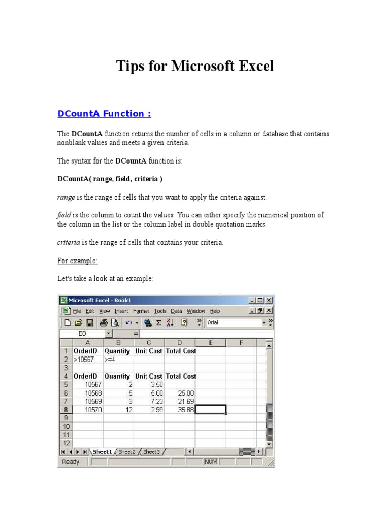 Tips For Microsoft Excel | PDF | Integer (Computer Science) | Spreadsheet