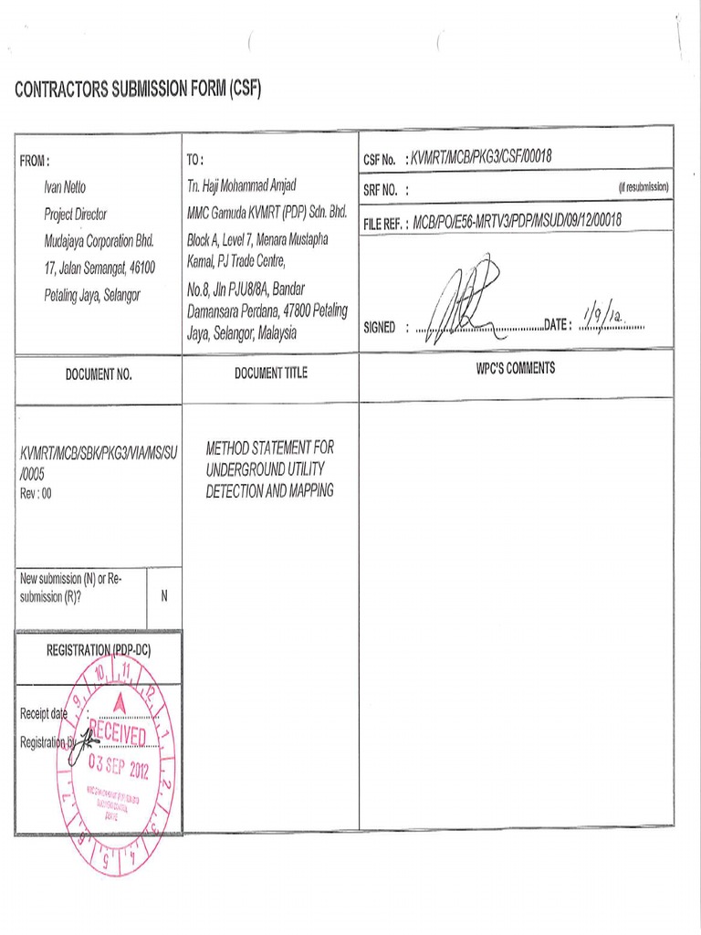 Method Statement For Underground Utility Detection and Mapping | PDF ...