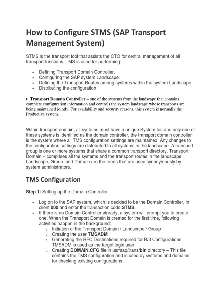 How To Configure STMS | PDF | Dialog Box | Domain Name
