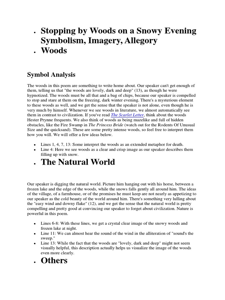 Stopping by Woods On A Snowy Evening Symbolism | PDF | Linguistics