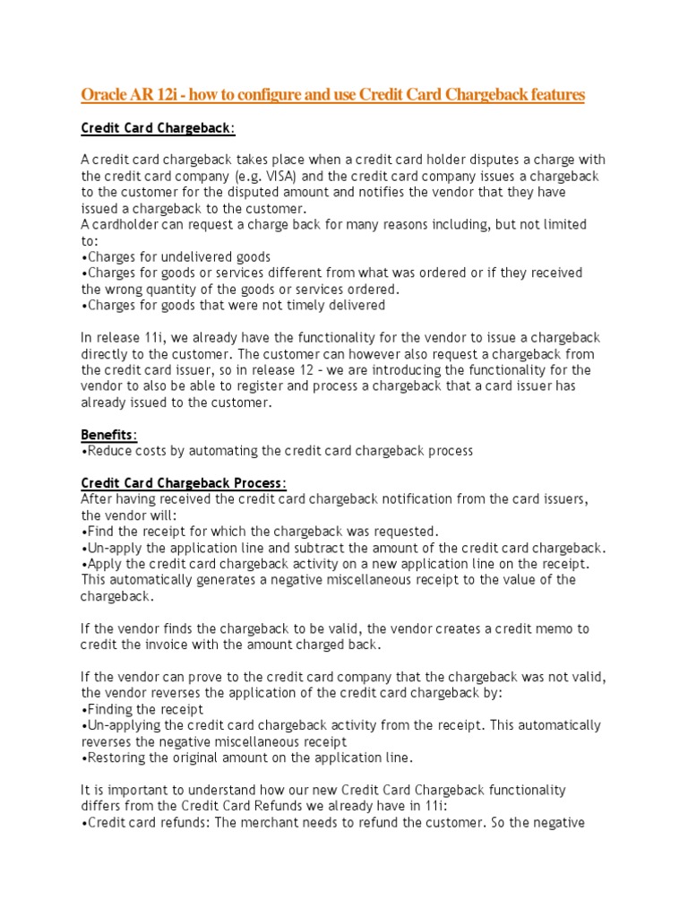 Credit Card Chargeback Features | PDF | Credit Card | Receipt