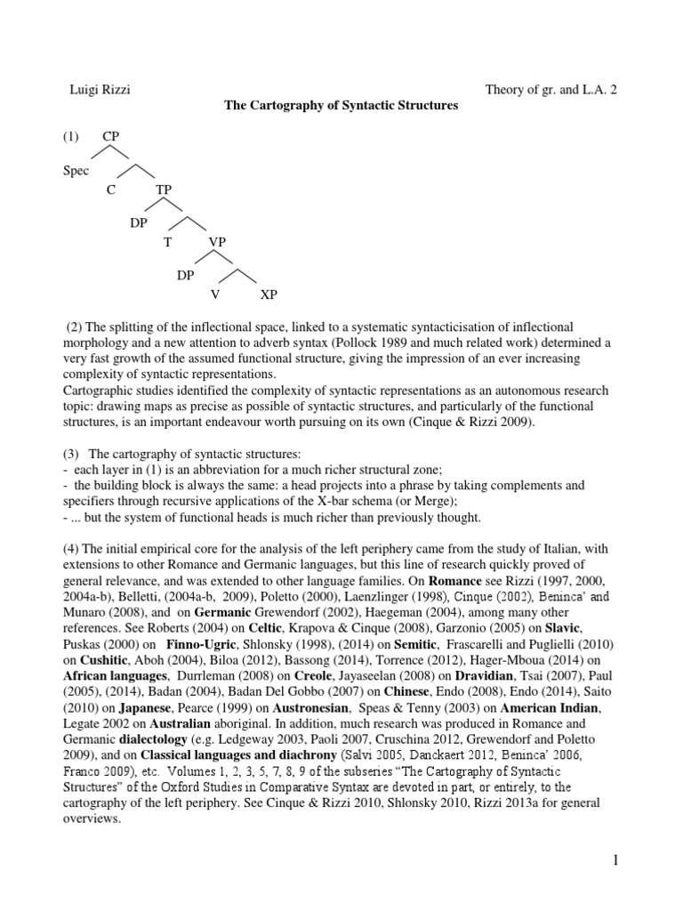 Elements of Theory of Grammar - The Cartography of Syntactic Structures | PDF | Perfect (Grammar ...