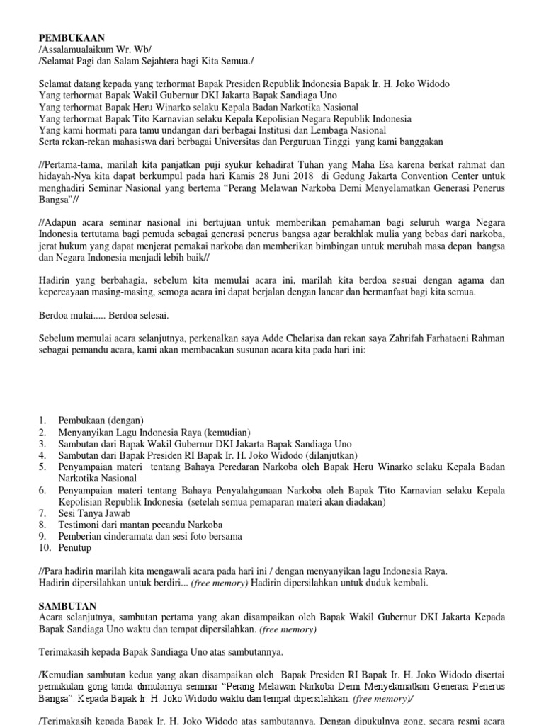 Cue Card Seminar Narkoba | PDF