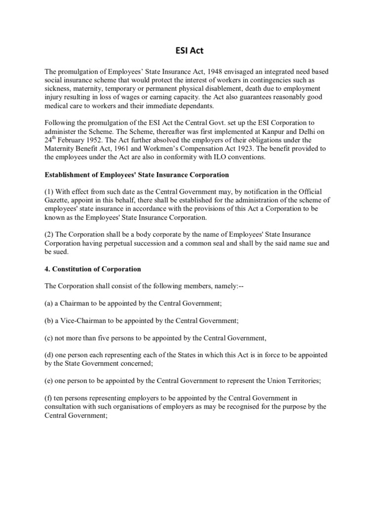ESI Act | PDF | Government | Justice