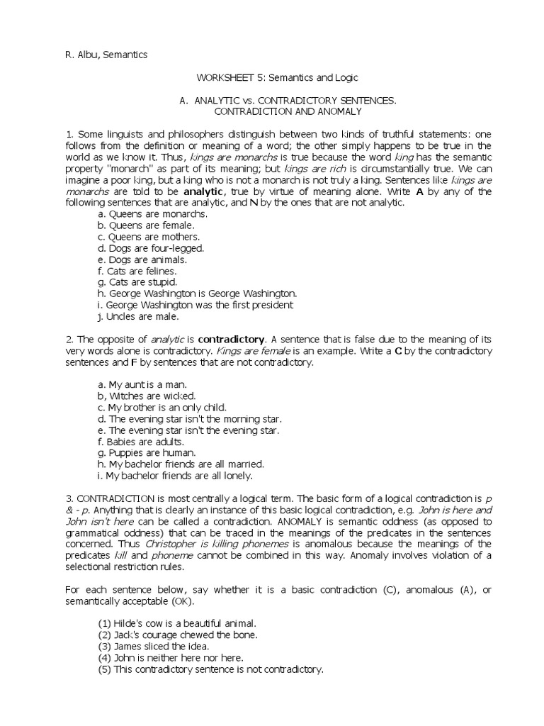 5 - Semantics and Logic | PDF | Contradiction | Proposition