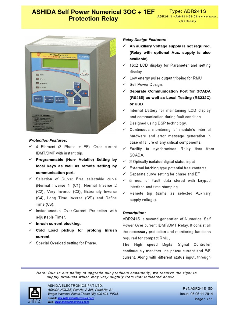 Ashida ADR Relay Leaflet | PDF | Relay | Power Supply