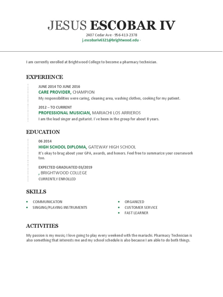 Jesus Escobar IV Resume | PDF